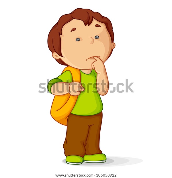 Vector Illustration Confused Kid School Bag Stock Vector (Royalty Free ...
