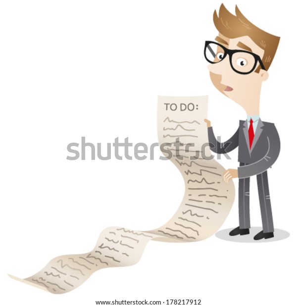 Vector Illustration Confused Looking Cartoon Businessman: stockvector ...