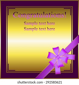 Vector Illustration Congratulations Purple Bow On Stock Vector (Royalty ...