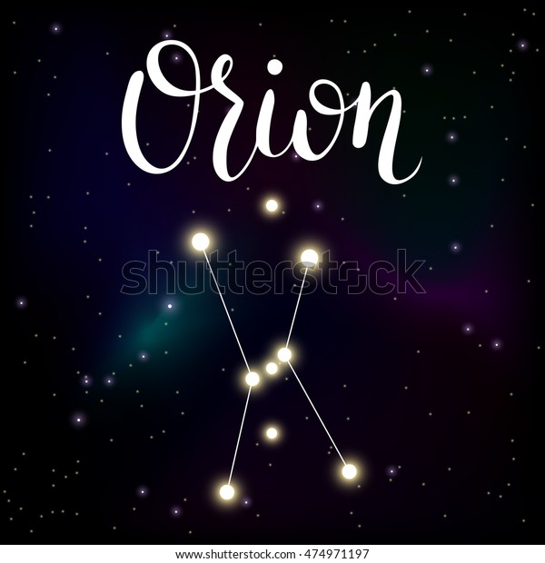 Vector Illustration Constellation Orion Lettering Astrology Stock ...