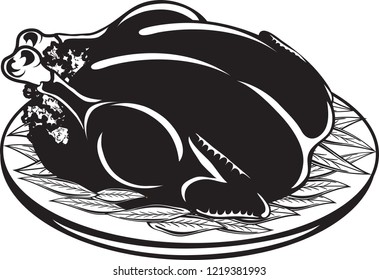 Vector Illustration Cooked Turkey Icon Symbol Stock Vector (Royalty ...
