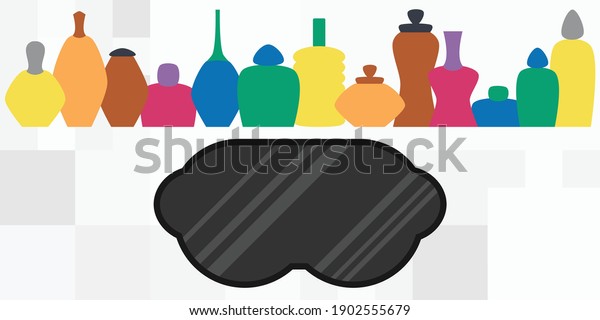 Vector Illustration Cosmetic Products Virtual Reality Stock Vector ...