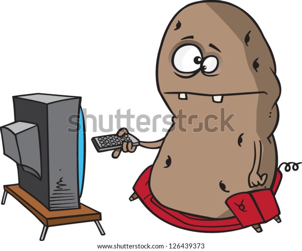 Vector Illustration Couch Potato Sitting On Stock Vector (Royalty Free ...