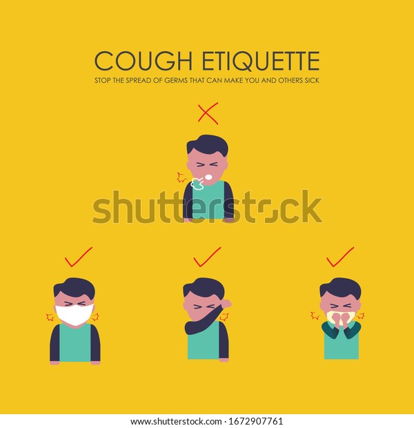 Vector Illustration Cough Etiquette Stock Vector (Royalty Free ...
