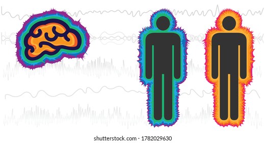 Vector Illustration Couple Brain Electric Waves Stock Vector (Royalty ...
