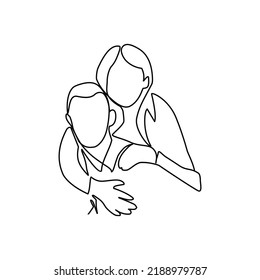 Vector Illustration Couple Love Line Art Stock Vector (Royalty Free ...