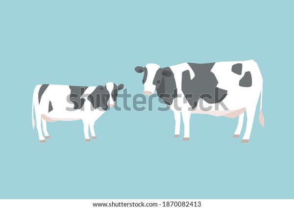 Vector Illustration Cow Parent Child Stock Vector (Royalty Free ...
