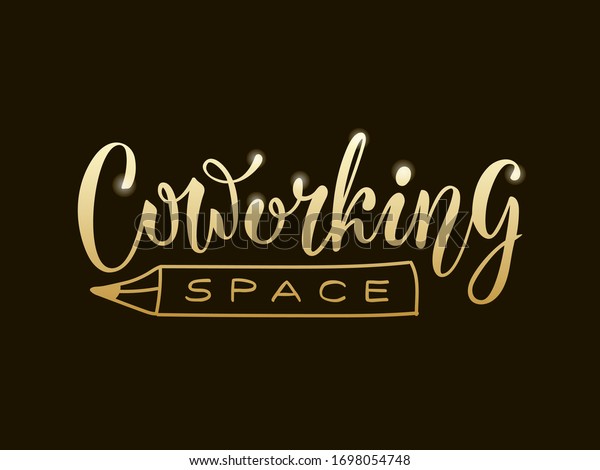 Vector Illustration Coworking Space Lettering Banner Stock Vector ...