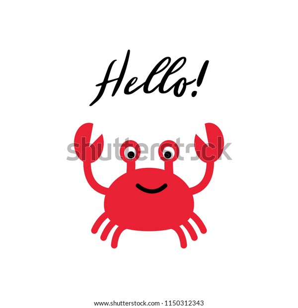 Vector Illustration Crab Hello Text Summer Stok Vektör (Telifsiz ...