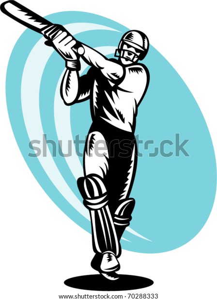 Vector Illustration Cricket Batsman Batting Front Stock Vector (Royalty ...