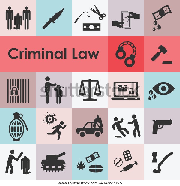 Vector Illustration Criminal Law Icons Different Stock Vector (Royalty ...