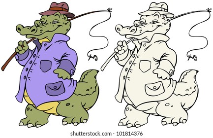 Vector Illustration Crocodile Detective Card Concept Stock Vector ...