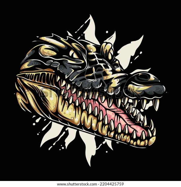 Vector Illustration Crocodile Head Splash Background Stock Vector ...