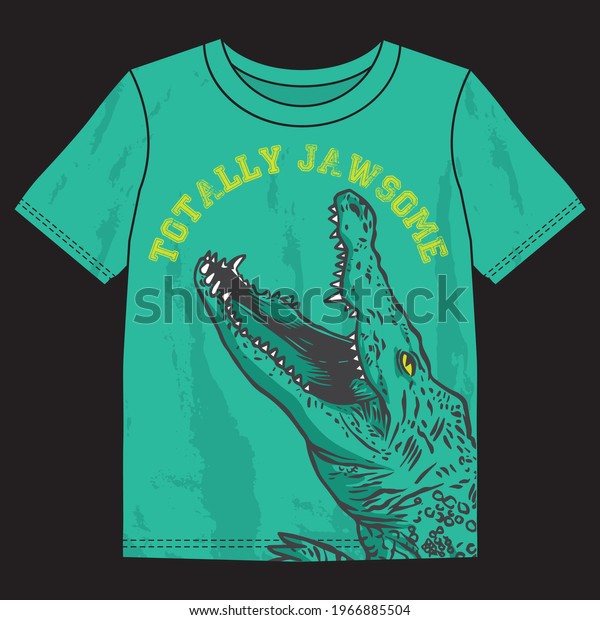 Vector Illustration Crocodile Typography Kids Tshirt Stock Vector ...