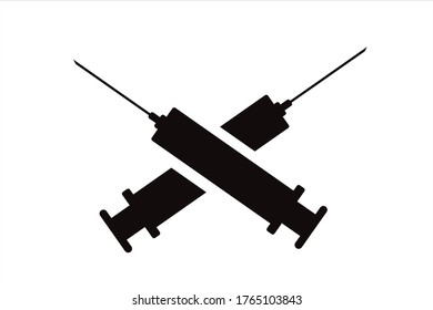 Medical Concept Crossed Syringes Chinese Corona Stock Vector (Royalty ...