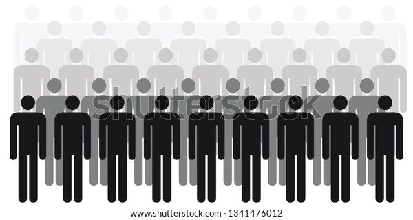 Vector Illustration Crowded Place People Standing: เวกเตอร์สต็อก (ปลอด ...