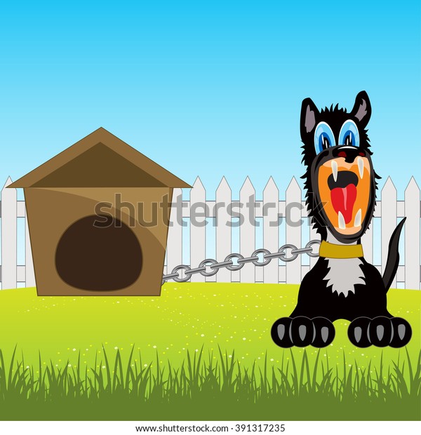 Vector Illustration Cruel Dog On Chain: vector de stock (libre de ...