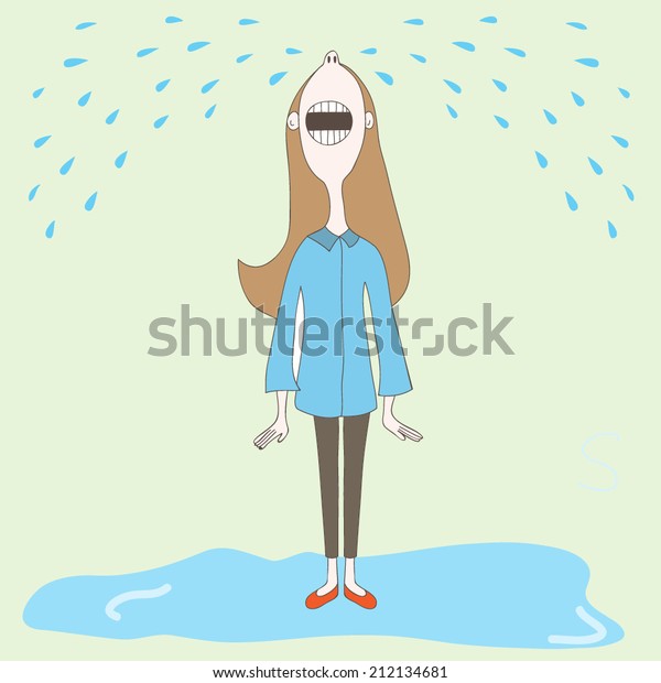 Vector Illustration Crying Girl Stock Vector (Royalty Free) 212134681 ...