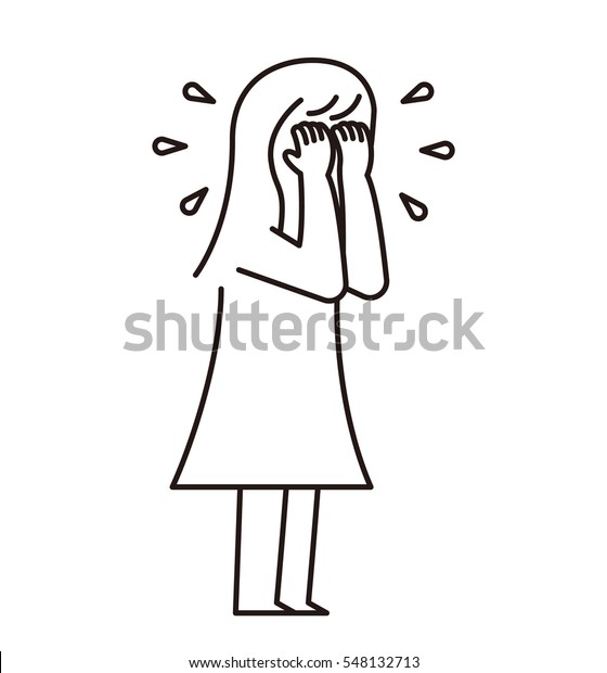 Vector Illustration Crying Girl Stock Vector (Royalty Free) 548132713