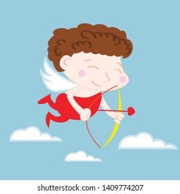 Vector Illustration Cupid Flying Happy Stock Vector (Royalty Free ...