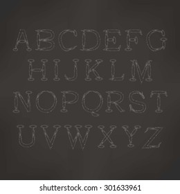 Vector Illustration Cursive Alphabet On Dark Stock Vector (Royalty Free ...