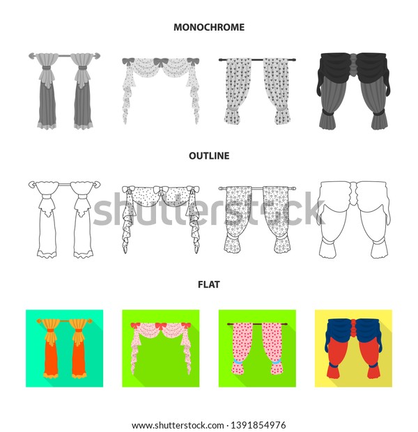 Vector Illustration Curtains Drapes Sign Set Stock Vector (Royalty Free ...