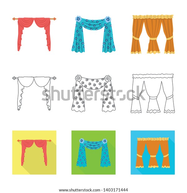 Vector Illustration Curtains Drapes Symbol Set Stock Vector (Royalty ...