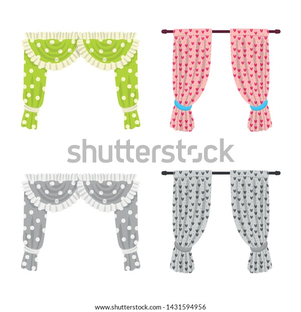 Vector Illustration Curtains Drapes Symbol Set Stock Vector (Royalty ...