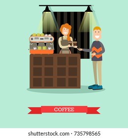 Vector Illustration Customer Buying Coffee Go Stock Vector (Royalty ...