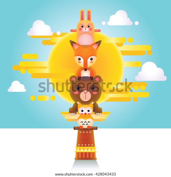 Vector Illustration Cute Animal Totem Gradient: vector de stock (libre ...