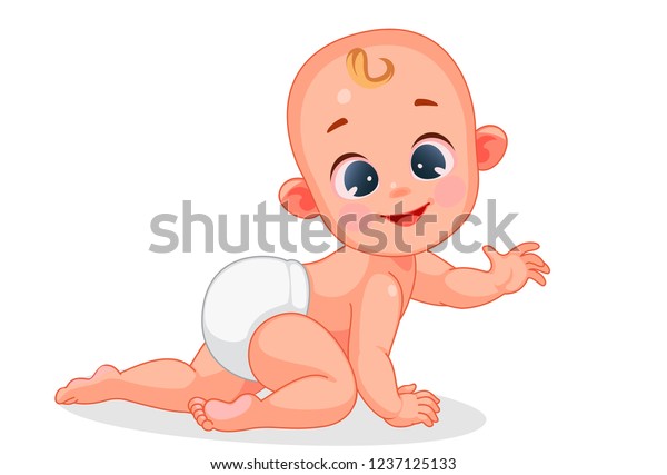 Vector Illustration Cute Baby Crawling Stock Vector (Royalty Free ...