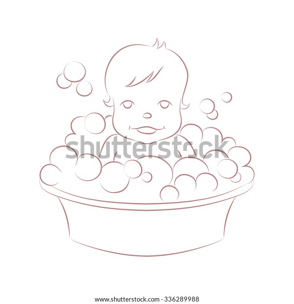 Vector Illustration Cute Baby Taking Bath Stock Vector (Royalty Free ...