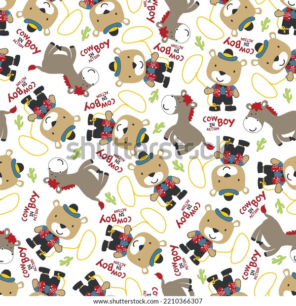 Vector Illustration Cute Bear Cowboy Lasso Stock Vector (Royalty Free ...