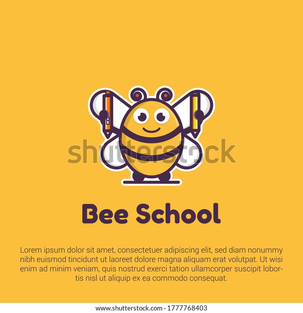 Vector Illustration Cute Bee Back School: เวกเตอร์สต็อก (ปลอดค่า ...