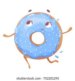 Vector Illustration Cute Blue Cartoon Donut Stock Vector (Royalty Free ...