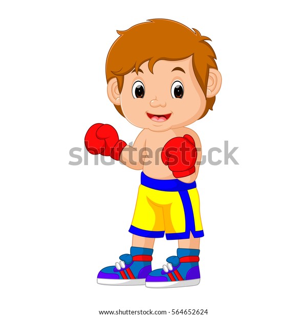 Vector Illustration Cute Boy Boxing Stock Vector (Royalty Free ...