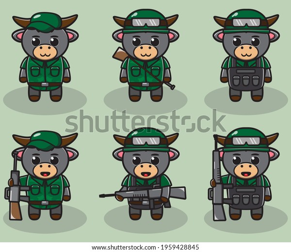 Vector Illustration Cute Buffalo Soldier Cartoon Stock Vector (Royalty ...
