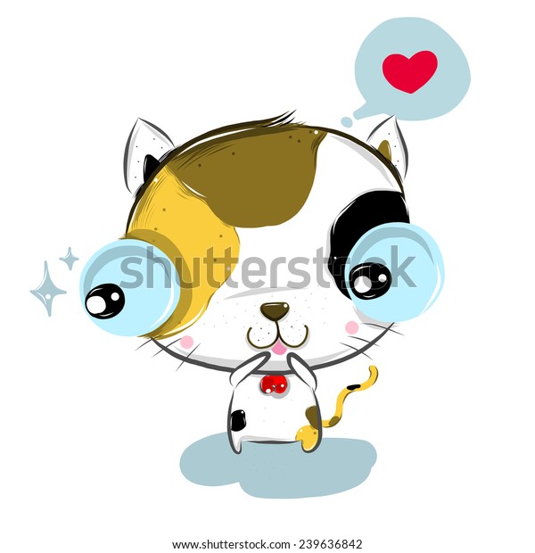 Vector Illustration Cute Calico Cats Cartoon Stock Vector (Royalty Free ...