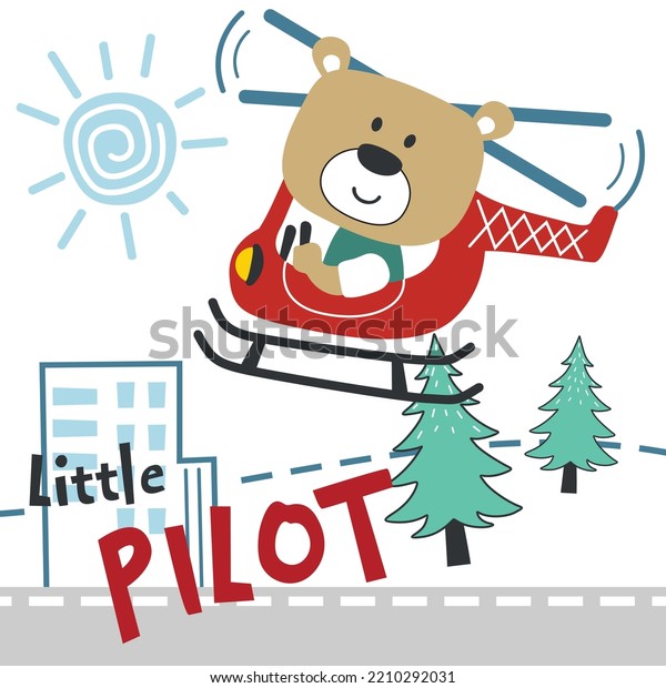 Vector Illustration Cute Cartoon Bear Pilot Stock Vector (Royalty Free ...