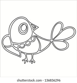 Vector Illustration Cute Cartoon Bird Outline Stock Vector (Royalty ...