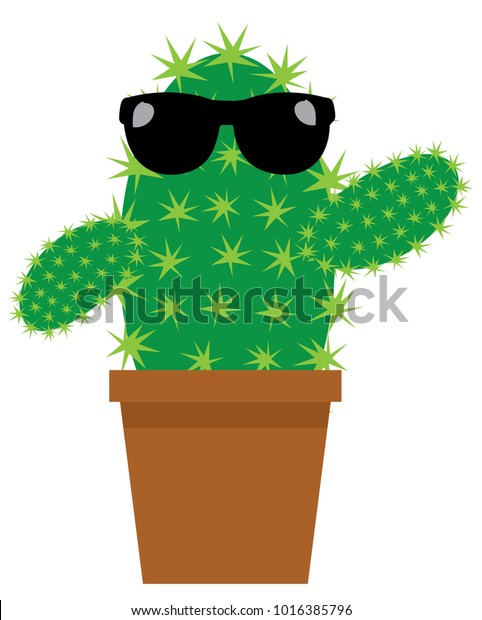 Vector Illustration Cute Cartoon Cactus Black: เวกเตอร์สต็อก (ปลอดค่า ...