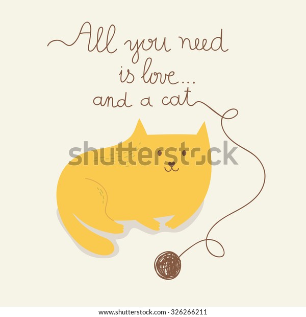 Vector Illustration Cute Cartoon Cat Text Stock Vector (Royalty Free ...