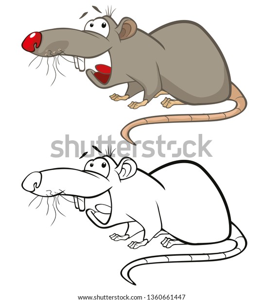 Vector Illustration Cute Cartoon Character Rat Stock Vector (Royalty ...