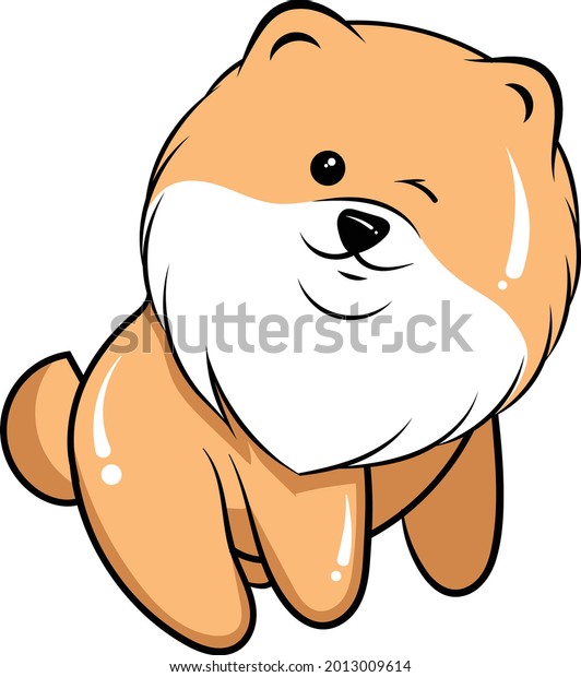 Vector Illustration Cute Cartoon Character Pomeranian Stock Vector ...