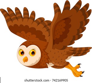 Vektor Stok Vector Illustration Cute Cartoon Owl Flying (Tanpa Royalti ...