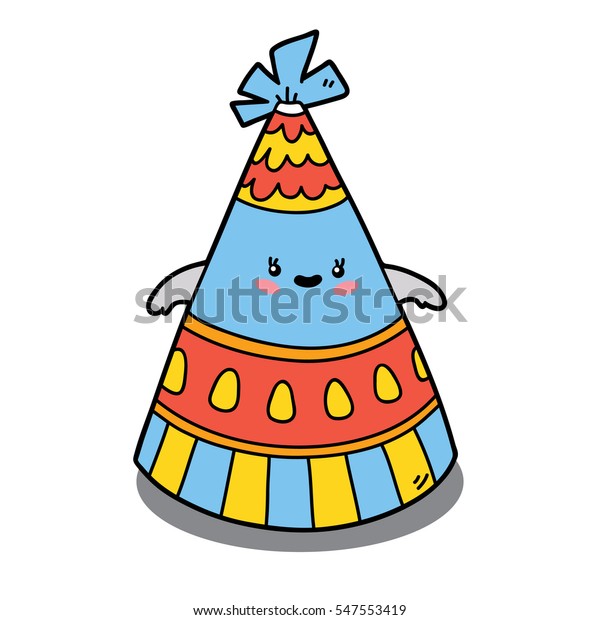 Vector Illustration Cute Cartoon Party Hat Stock Vector (Royalty Free ...