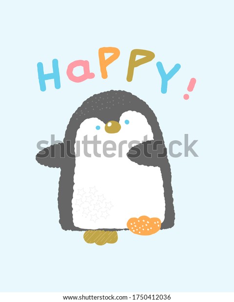 Vector Illustration Cute Cartoon Penguin Word Stock Vector (Royalty ...