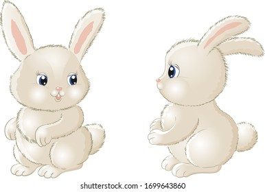 Vector Illustration Cute Cartoon Rabbit Isolated Stock Vector (Royalty ...