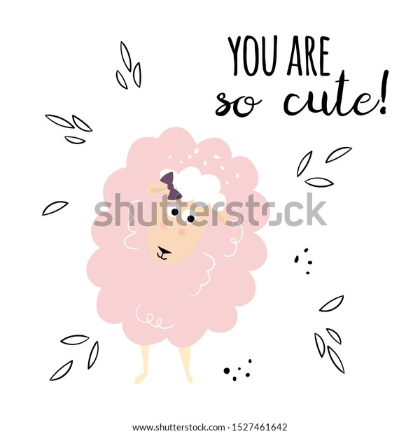 Vector Illustration Cute Cartoon Sheep Text Stock Vector (Royalty Free ...