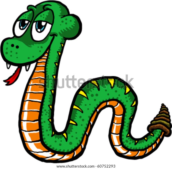 Vector Illustration Cute Cartoon Snake Slithering Stock Vector (Royalty ...